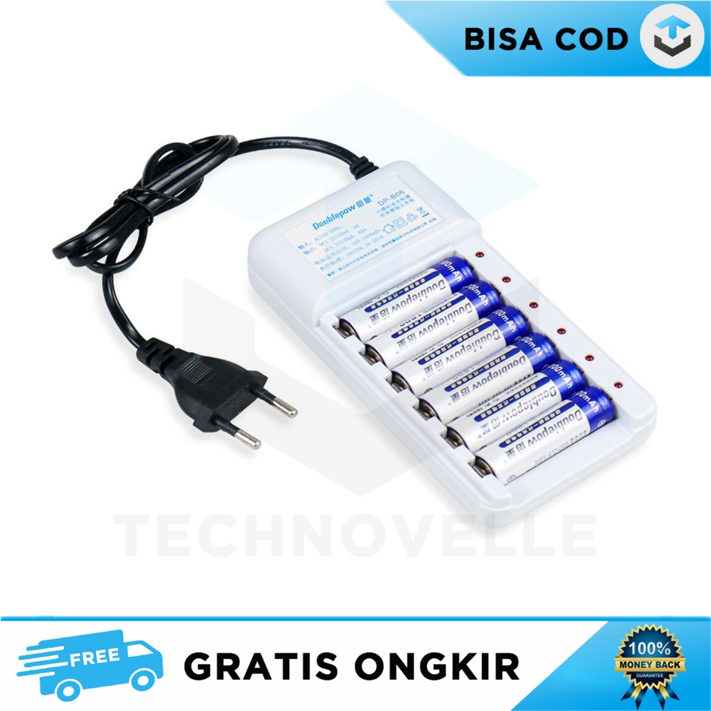 Jual CHARGER BATRE 6 SLOT DOUBLEPOW AA/AAA LAMPU INDIKATOR 6PCS AA ...