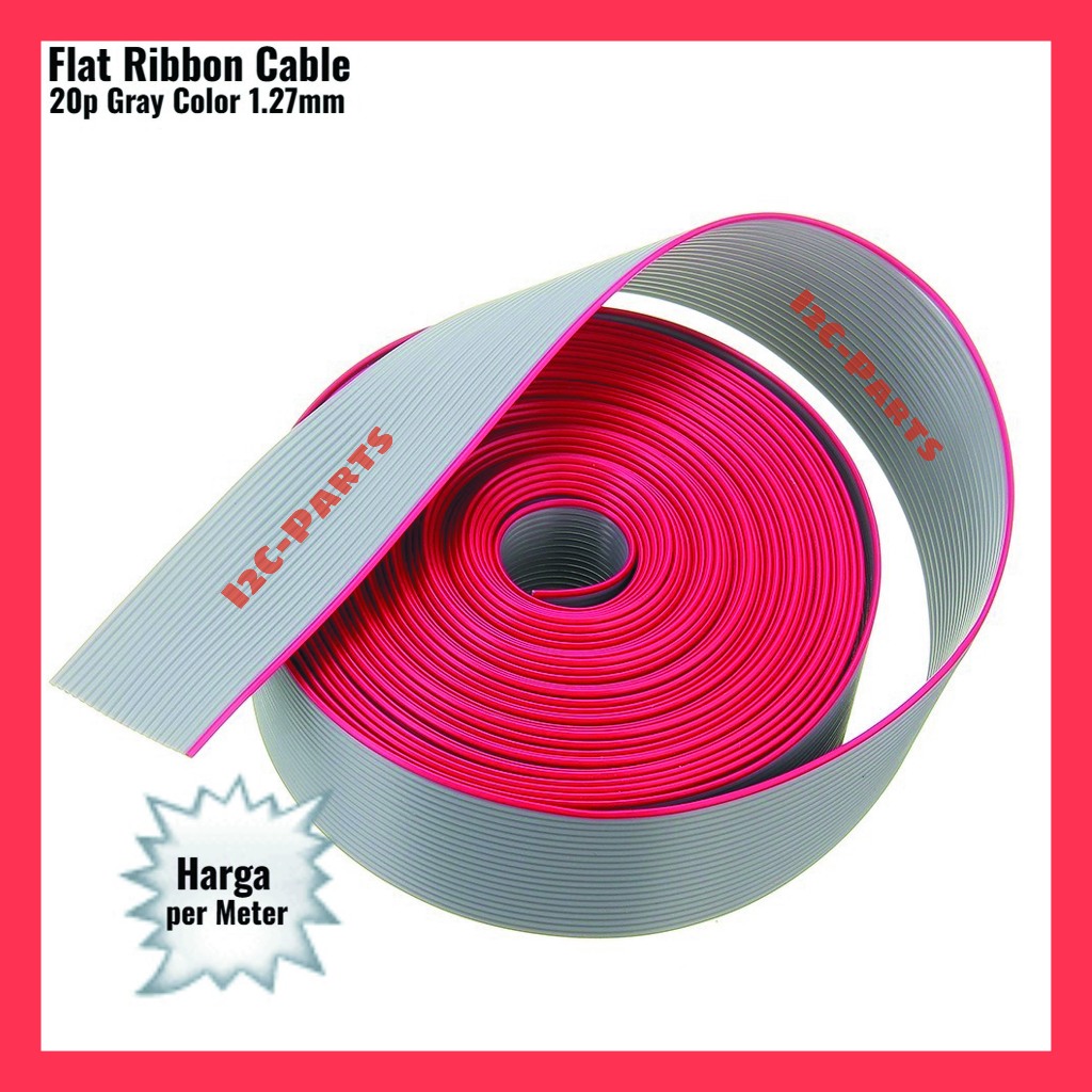 Jual Kabel Flat Pita Gray 20Pin Cable IDC 20 Pin Abu-abu 20p Ribbon 1meter | Shopee Indonesia