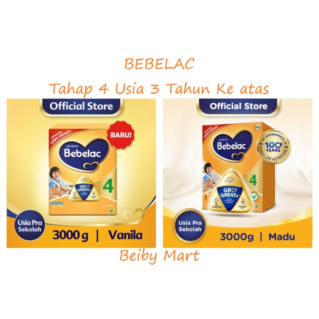 Jual Susu Bebelac Tahap 4 (Netto 3Kg / 3000Gram) Rasa Vanila / Madu | Shopee Indonesia