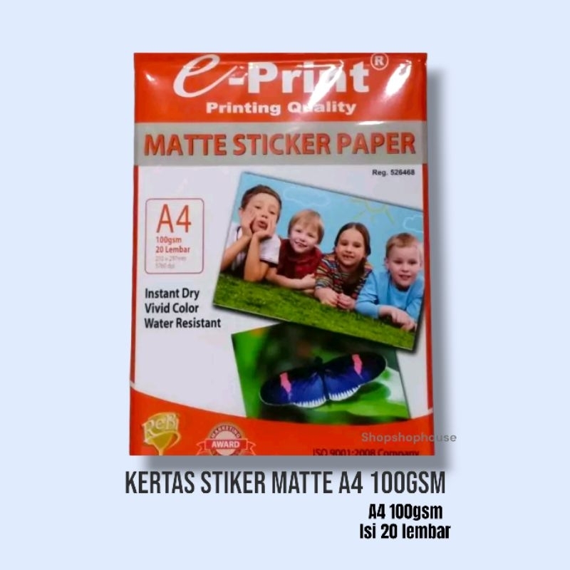 Jual Kertas stiker e-print matte A4 100gsm (20 lembar) | Shopee Indonesia