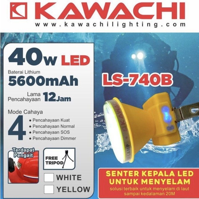 Jual Senter Kepala Kawachi 40 Watt LS - 740B Tahan Selam - | Shopee ...