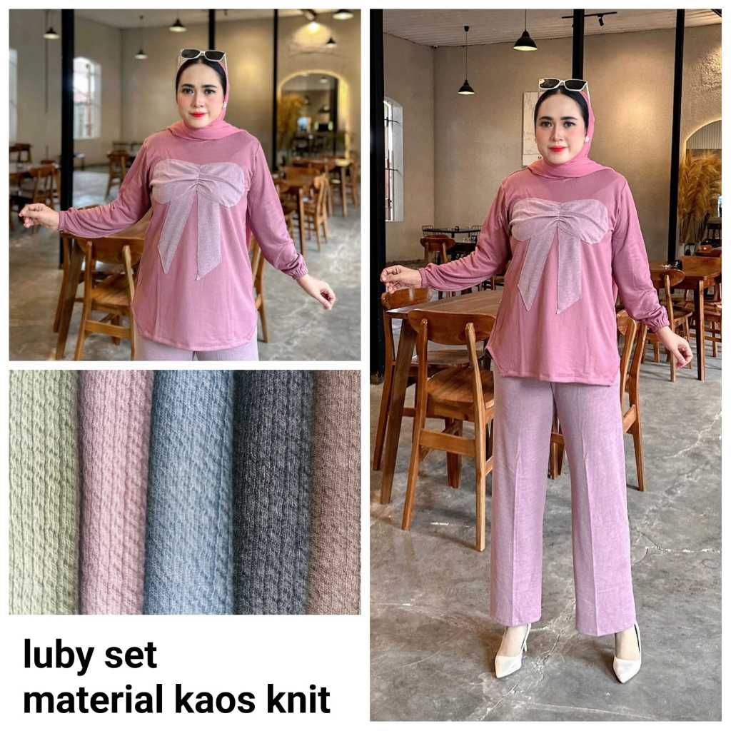 Jual BILQIS stelan kaos knit impor motif | Shopee Indonesia