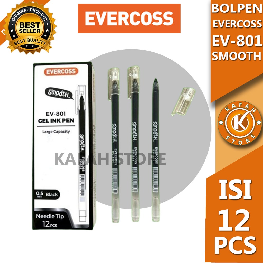 Jual PULPEN EVERCOSS SMOOTH GEL INK PEN EV-801 ISI 12 PCS KAFAH STORE ...