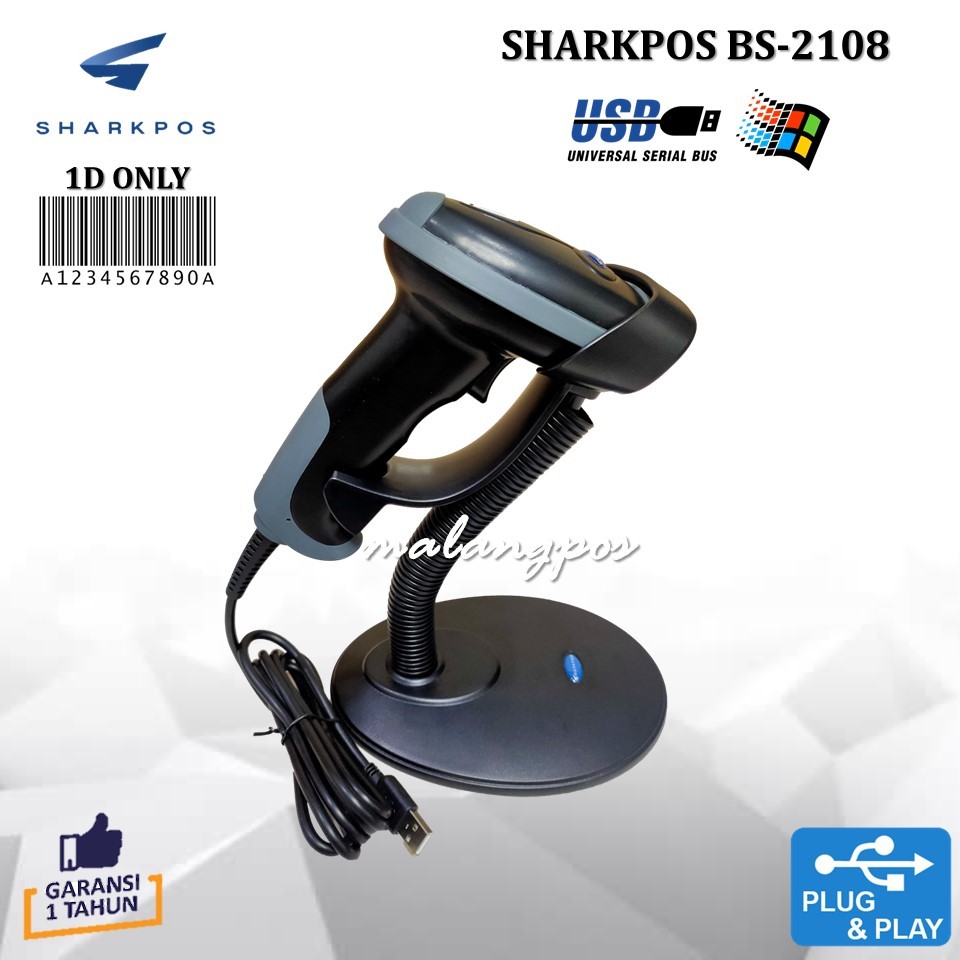 Jual Barcode Scanner 1D Sharkpos BS2108A Setara Santang ST-2055A ...