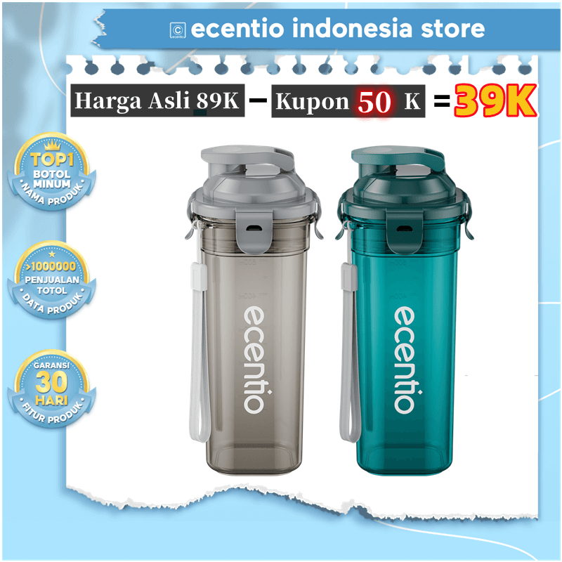 Jual 【Beli 1 Gratis 1】ecentio botol air sport 500ml botol minuman ...