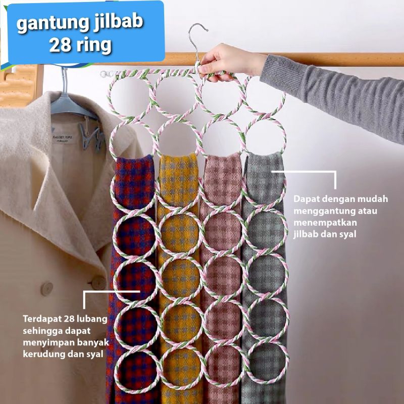 Jual COD F77 Hanger Jilbab bulat besi Gantungan jilbab hijab rak jilbab ...