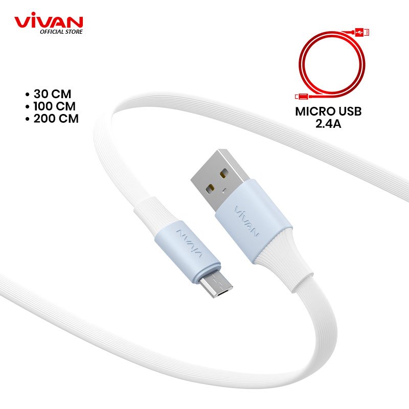 Jual Kabel Data USB Micro SM II (30/100/200CM) VIVAN Fast Charging 2.4A ...