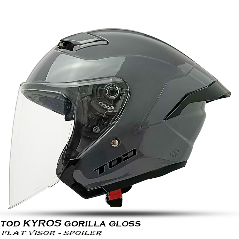 Jual HELM DEWASA HALF FACE SPOILER TOD KYROS GREY GLOSS PAKET GANTENG ...