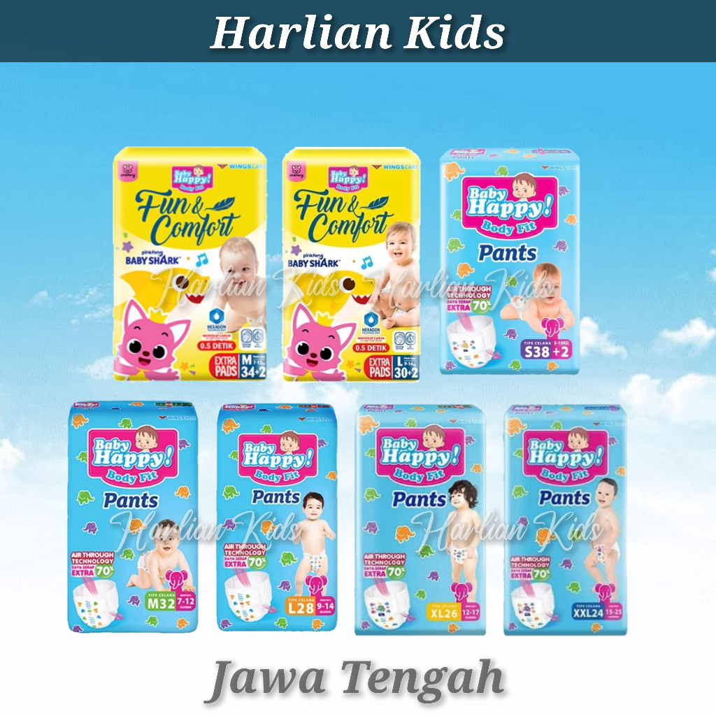 Jual BABY HAPPY FUN & COMFORT PINKFONG DAN BODY FIT BIRU PANTS POPOK ...
