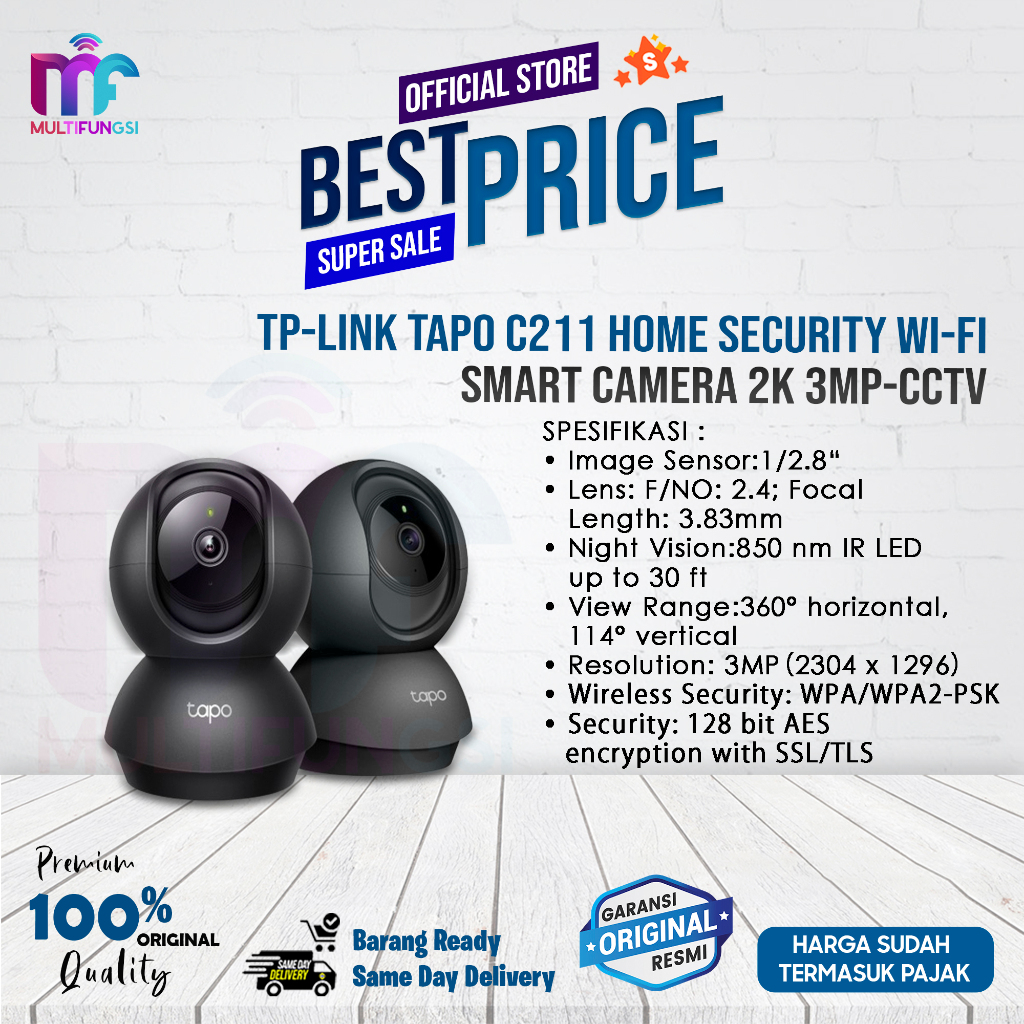 Jual TP-LINK Tapo C211 Home Security Wi-Fi Smart Camera 2K 3MP-CCTV ...