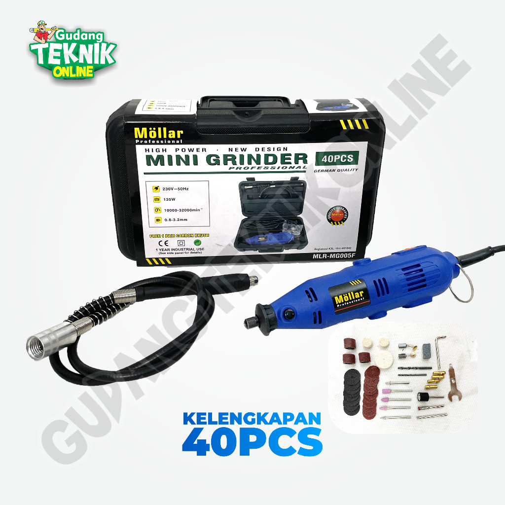 Jual Mini Die Grinder Mollar MLR-MG005F 1 SET 40 pcs BOX KOPER ...