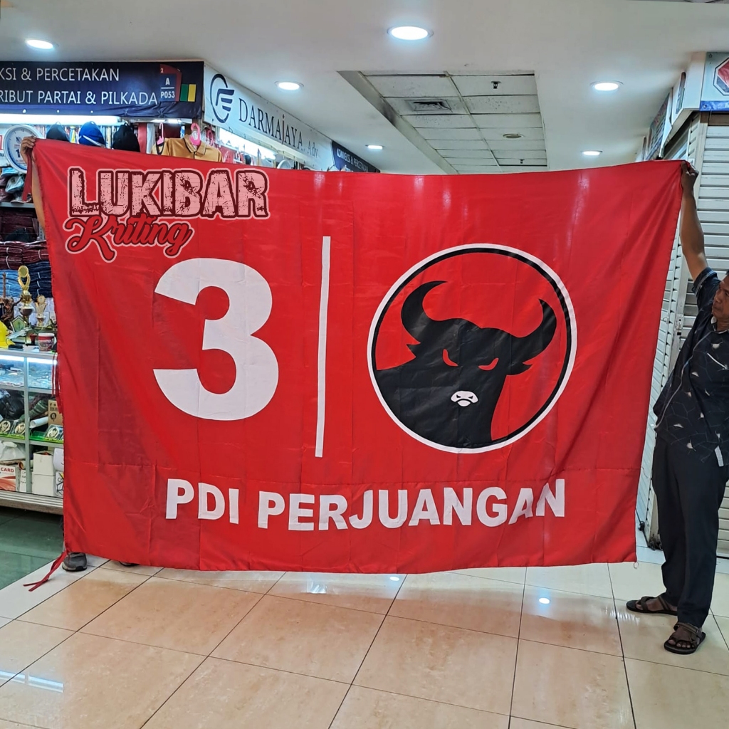 Jual bendera partai pdi perjuangan ukuran 2x3 meter | Shopee Indonesia