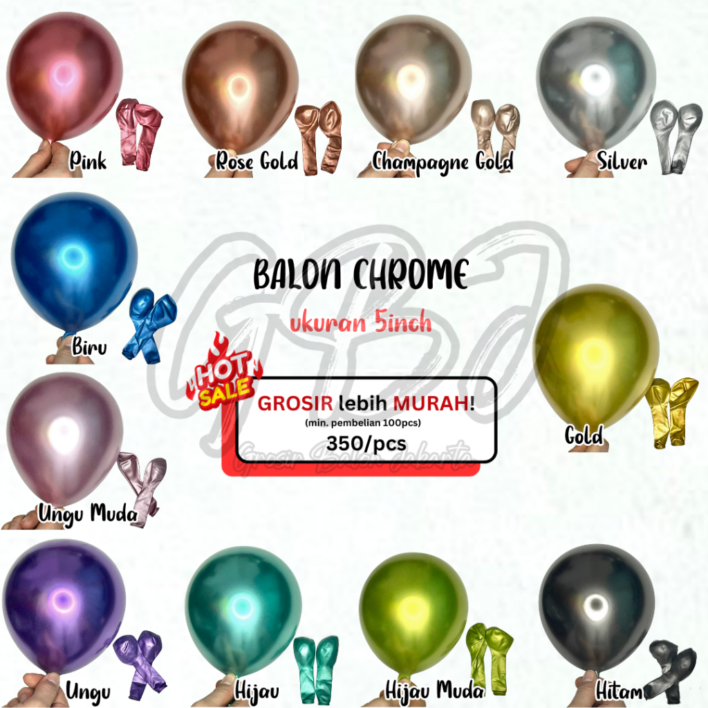 Jual (SATUAN) Balon DOUBLE CHROME Latex - 5 inch | Shopee Indonesia