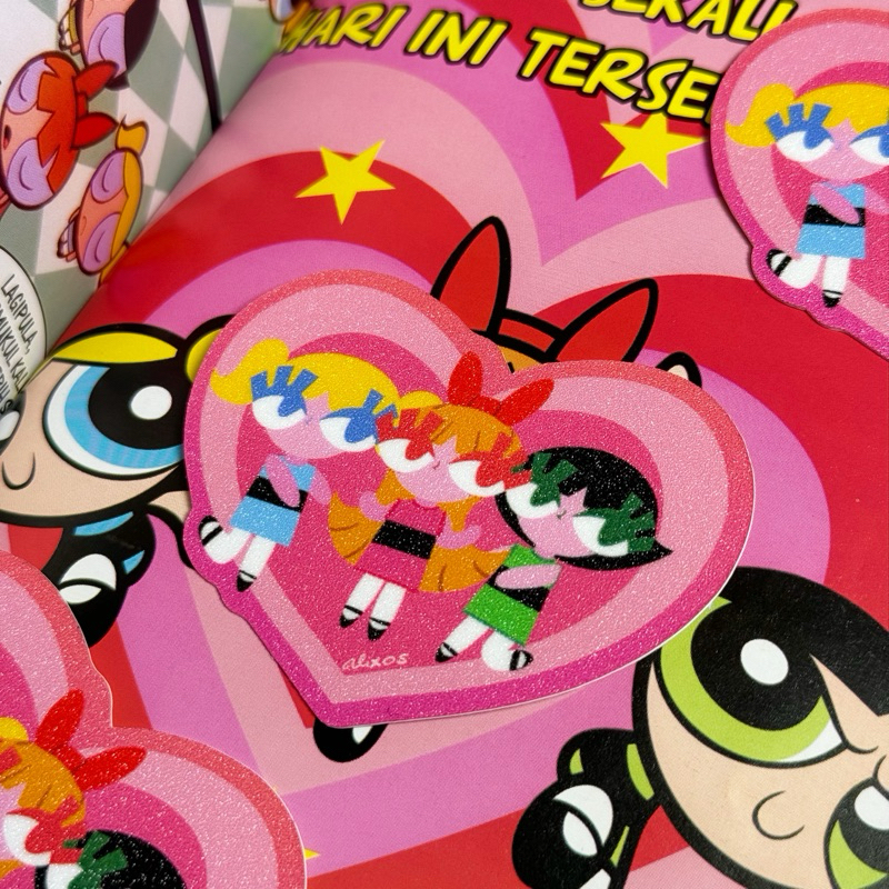 Jual Powerpuff Girls Saves the day Glitter Diecut Sticker Alixos PPG ...