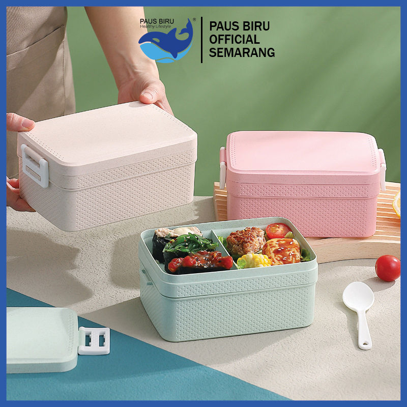 Jual Paus Biru - Kotak Makan Siang Jerami Gandum 2 Lapis | Kotak Bekal Makan Siang Anak dan ...