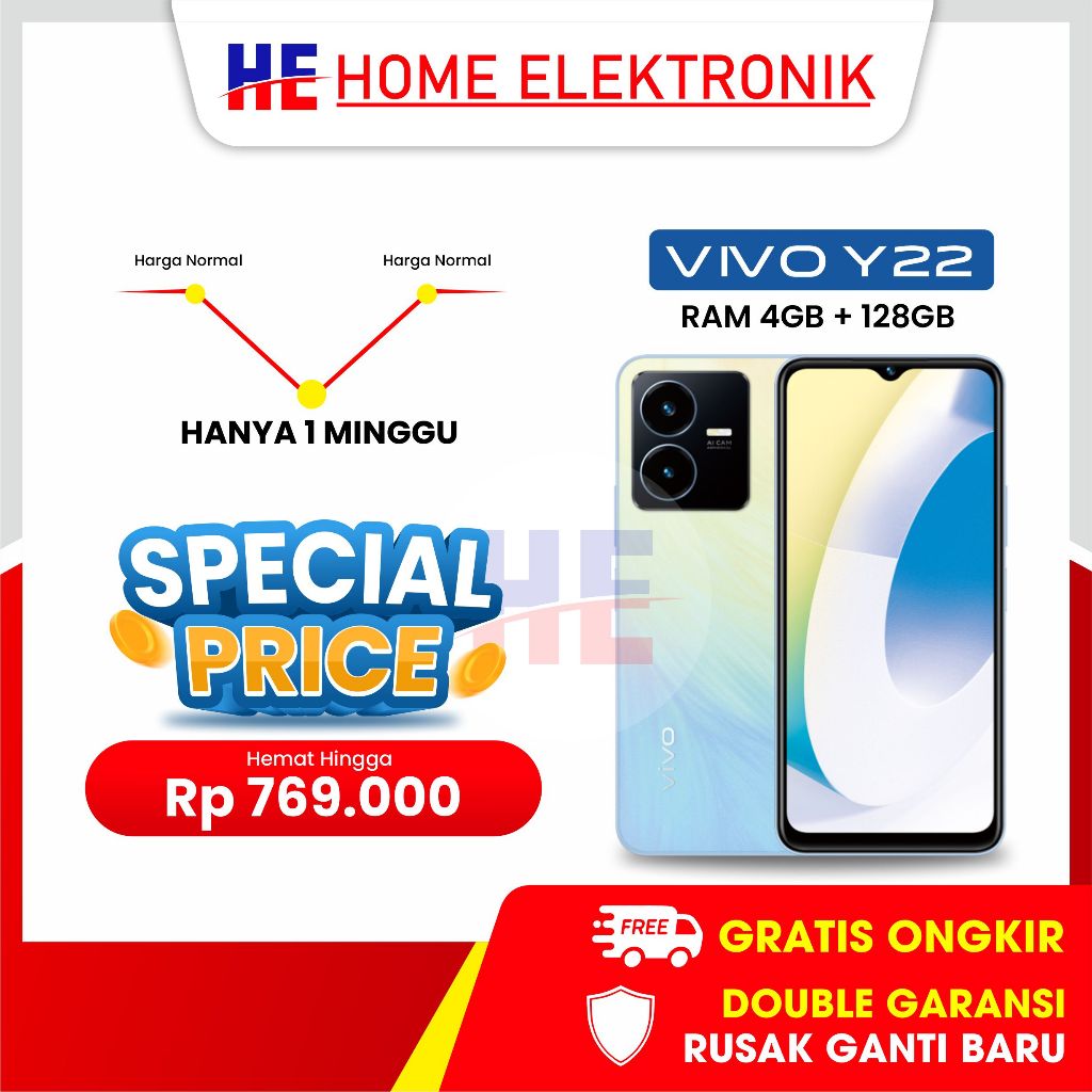 Jual Vivo Y22 4/128GB Garansi Resmi 1 Tahun | Shopee Indonesia