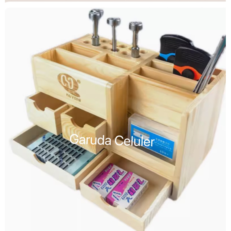 Jual Tool Box Kayu Penyimpanan Alat Service Hp Rak Penyimpanan Obeng ...