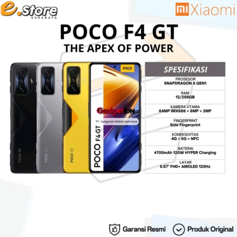 Jual Xiaomi Poco F4 GT 5G 12GB/256GB New Segel 100% Original & Bergaransi Resmi Xiaomi TAM ...