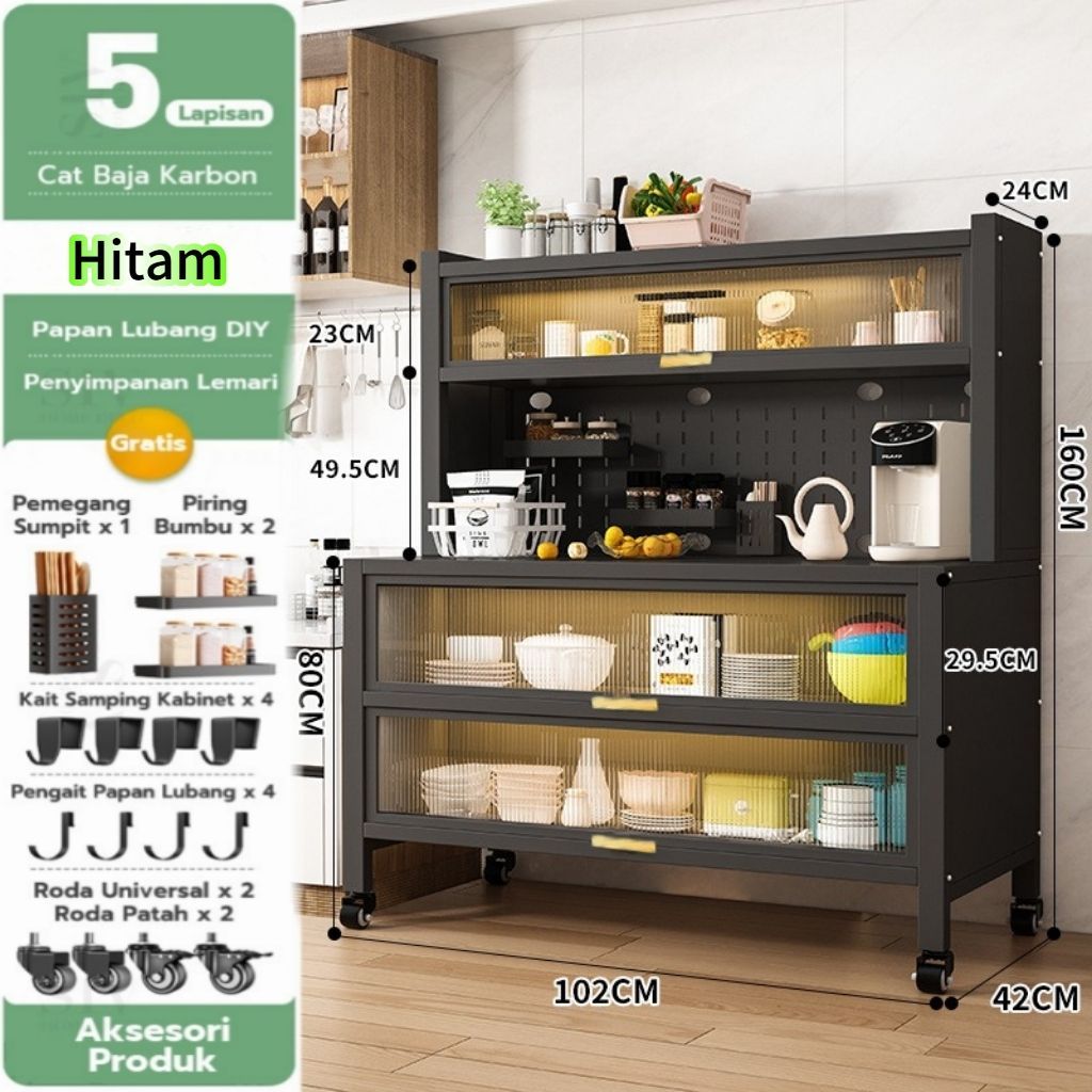 Jual Rak Dapur dengan Pintu Rak Penyimpanan Microwave Lemari Piring Rak ...