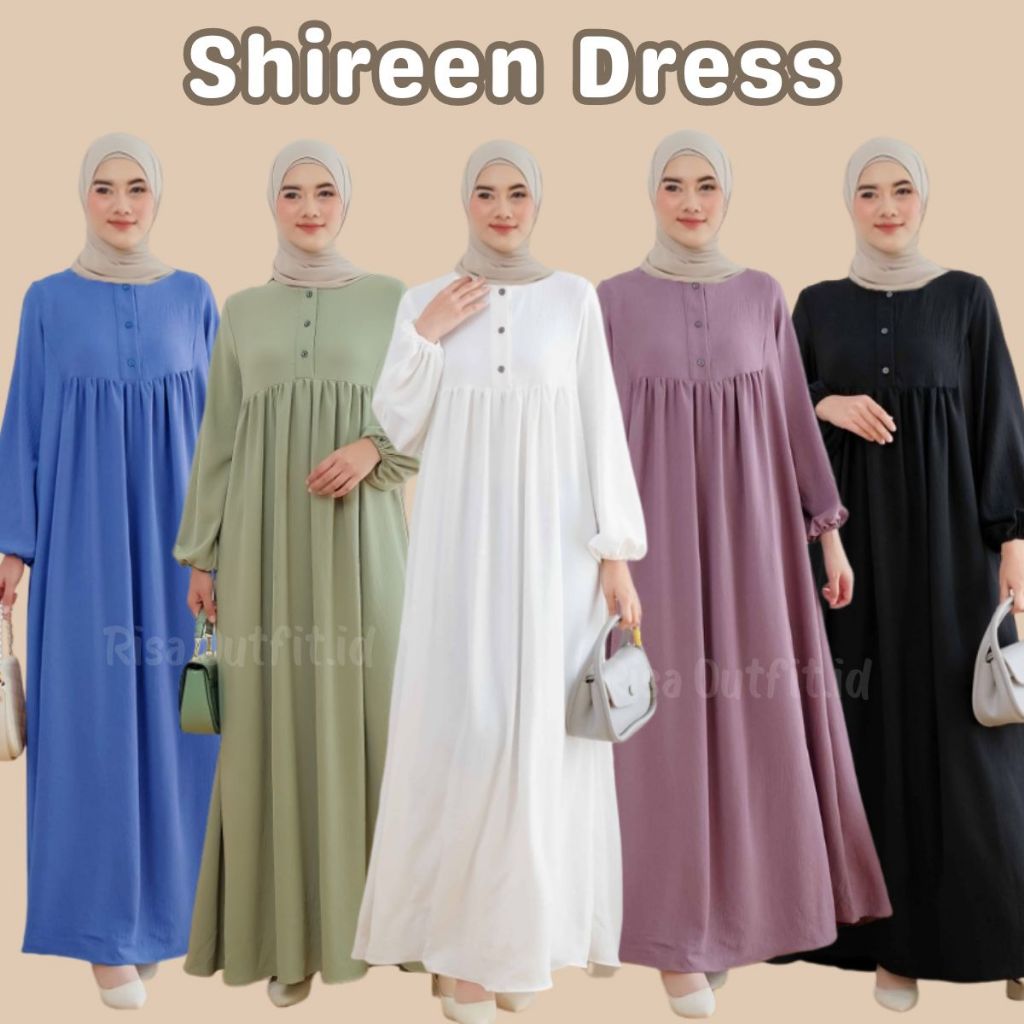 Jual Gamis Terbaru 2024 Lebaran Wanita Shireen Dress Putih Gamis ...