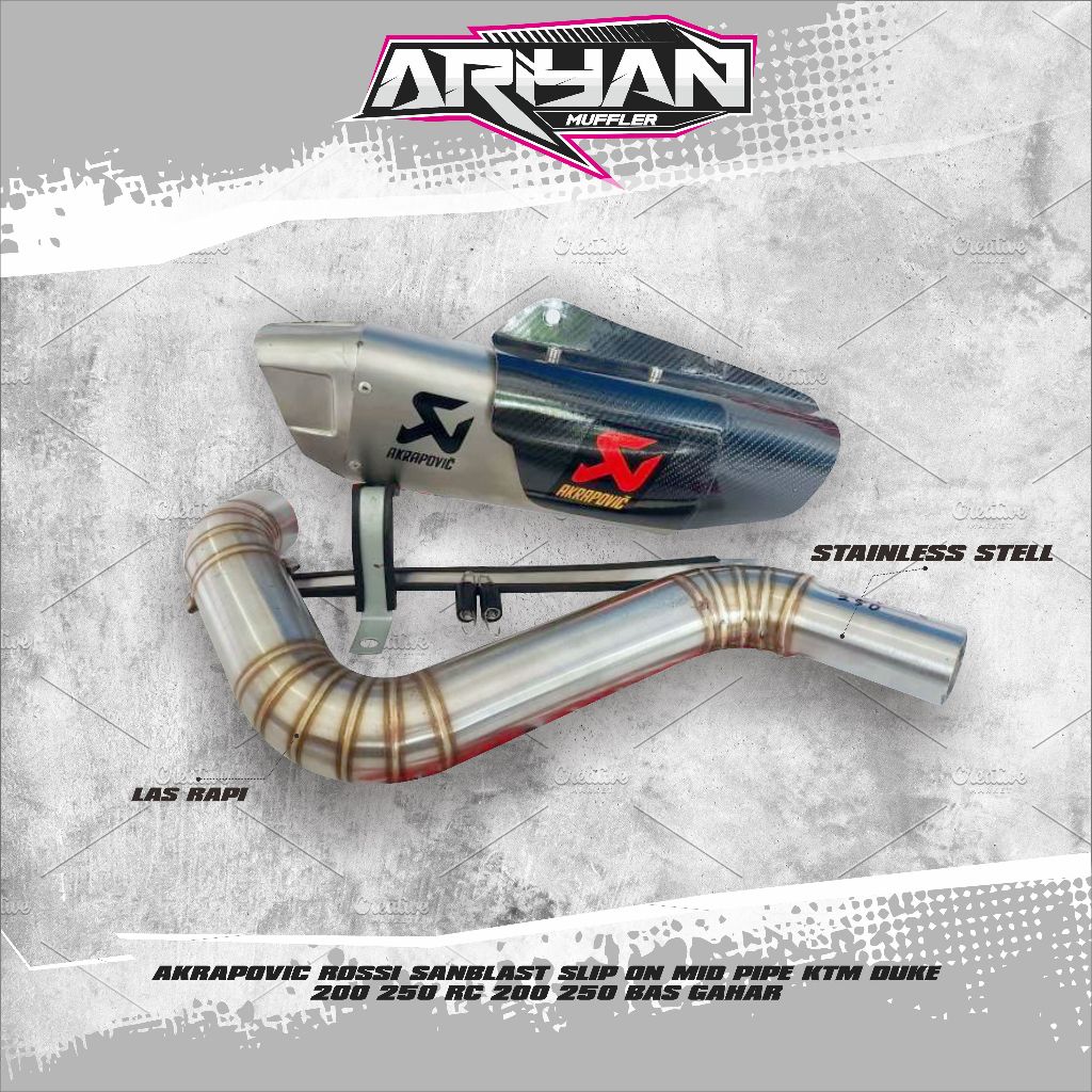 Jual AKRAPOVIC ROSSI SANBLAST SLIP ON MID PIPE KTM DUKE 200 250 RC 200 ...