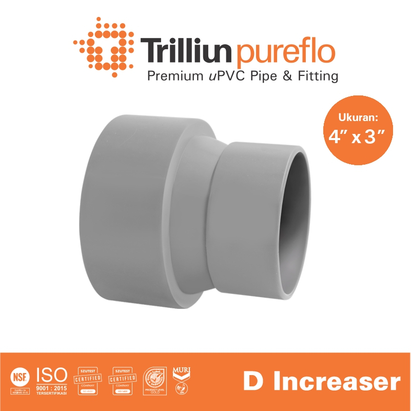 Jual Fitting Pipa uPVC Trilliunpureflo D Increaser 4" x 3" Inch | Shopee Indonesia