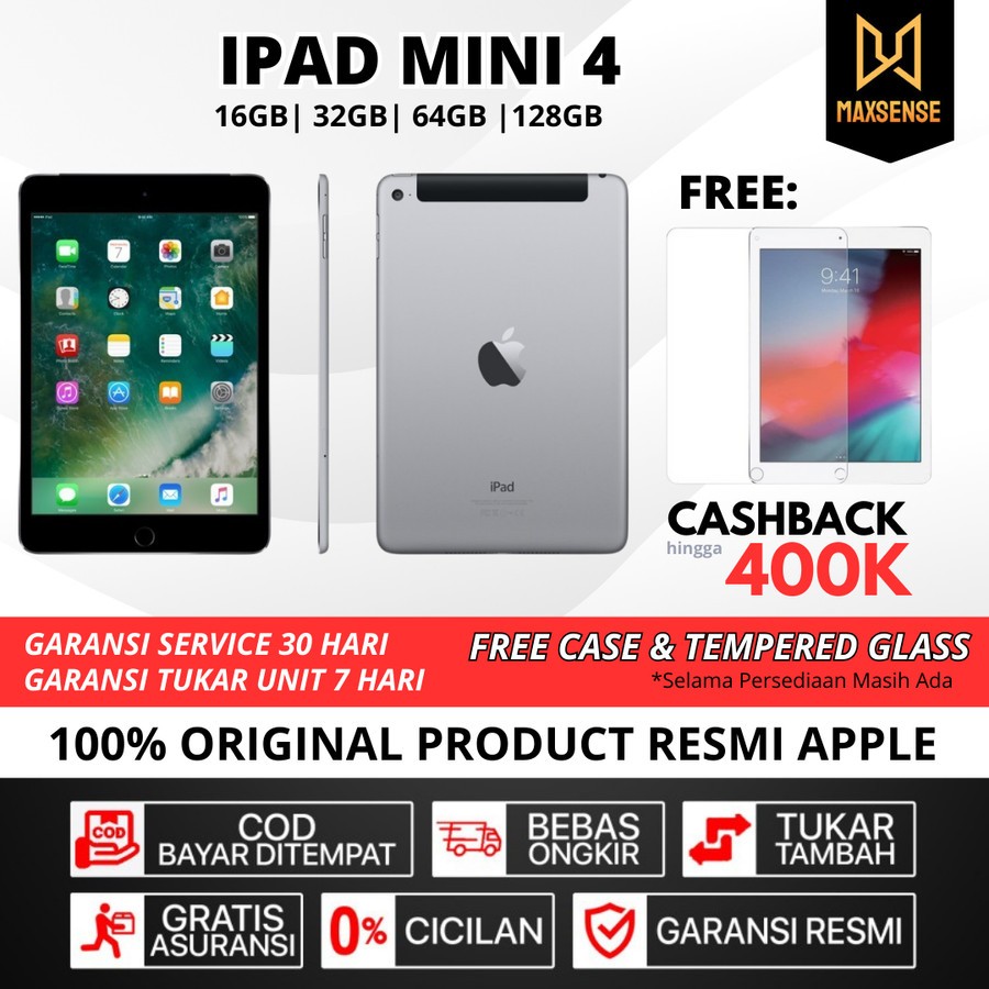 Jual iPad Mini 4 3 2 Wifi Only & Cellular 128GB 64GB 32GB 16GB Second Resmi | Shopee Indonesia