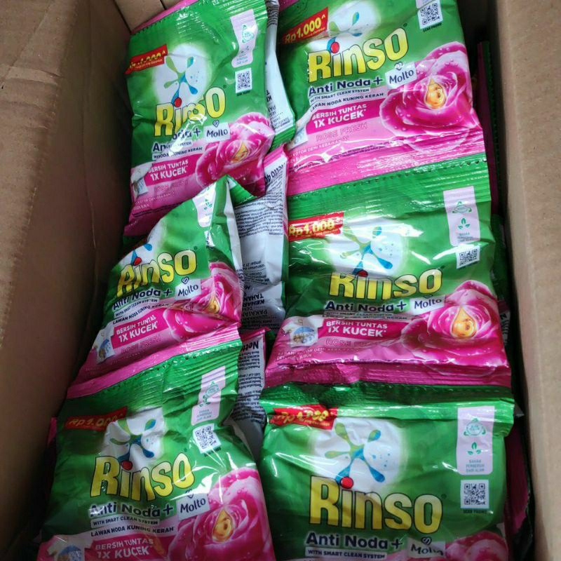 Jual Rinso Anti noda + Molto Deterjen Bubuk Rencengan 1 Renceng 6 ...