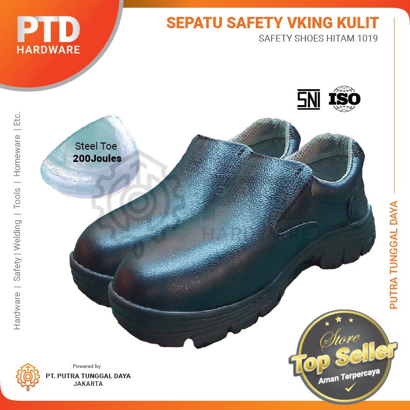Jual Safety Shoes Black Kulit Asli / Sepatu Safety Hitam VK 1019 ...