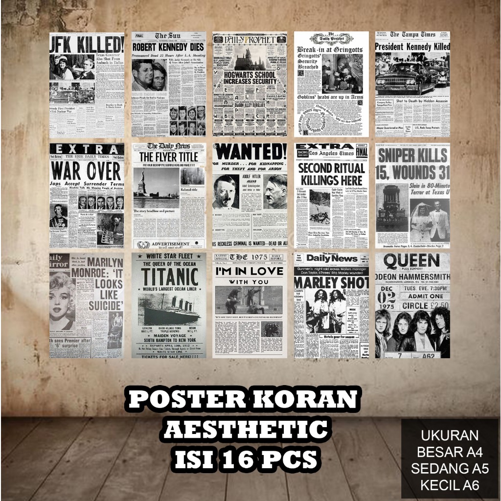 Jual Isi 16 PCS Poster Dinding Koran Band Aesthetic [R61] Ukuran A4 A5 ...