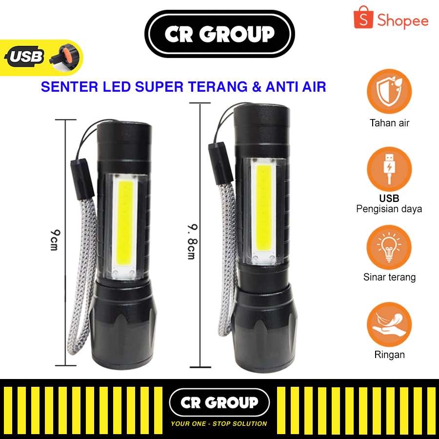 Jual [CRGROUP] Senter LED Rechargeable Super Terang & Anti Air Senter Camping & Mendaki 8012 ...