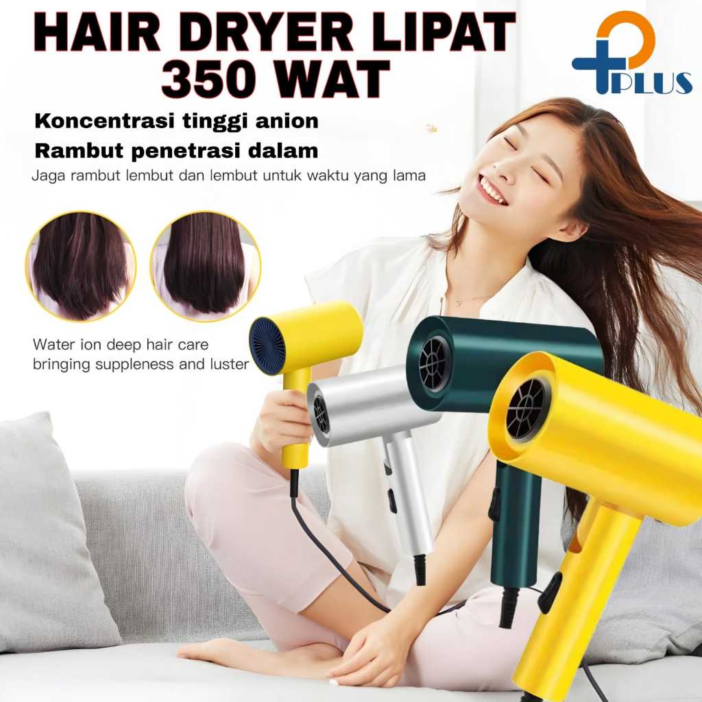 Jual [ Pplus ] Hair Dryer Pengering Rambut Lipat low wat 350wat / Hair dryer lipat mini ...