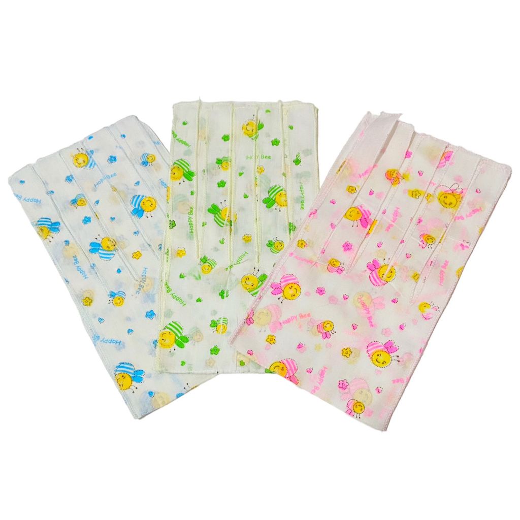 Jual 3 lembar gurita SABLON MOTIF tali HAPPY BEE perlengkapan bayi baru ...
