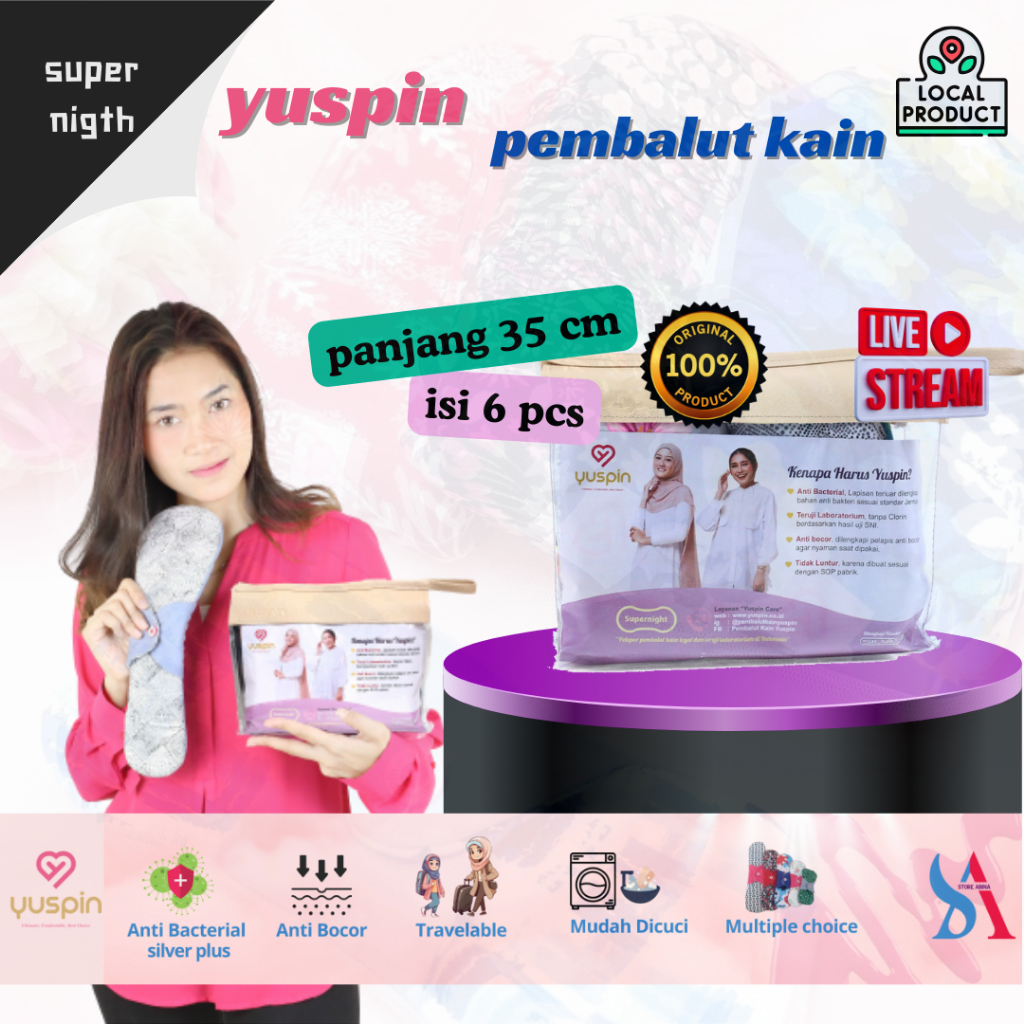 Jual YUSPIN SUPER NIGTH USE- PEMBALUT KAIN YUSPIN ANTI BACTERIAL SILVER ...