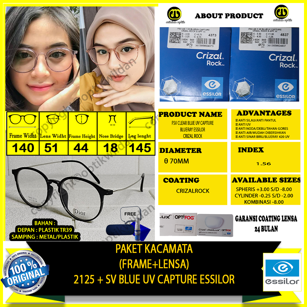 Jual Paket Kacamata Essilor Blue UV Capture Crizal Coating Terbaru ...