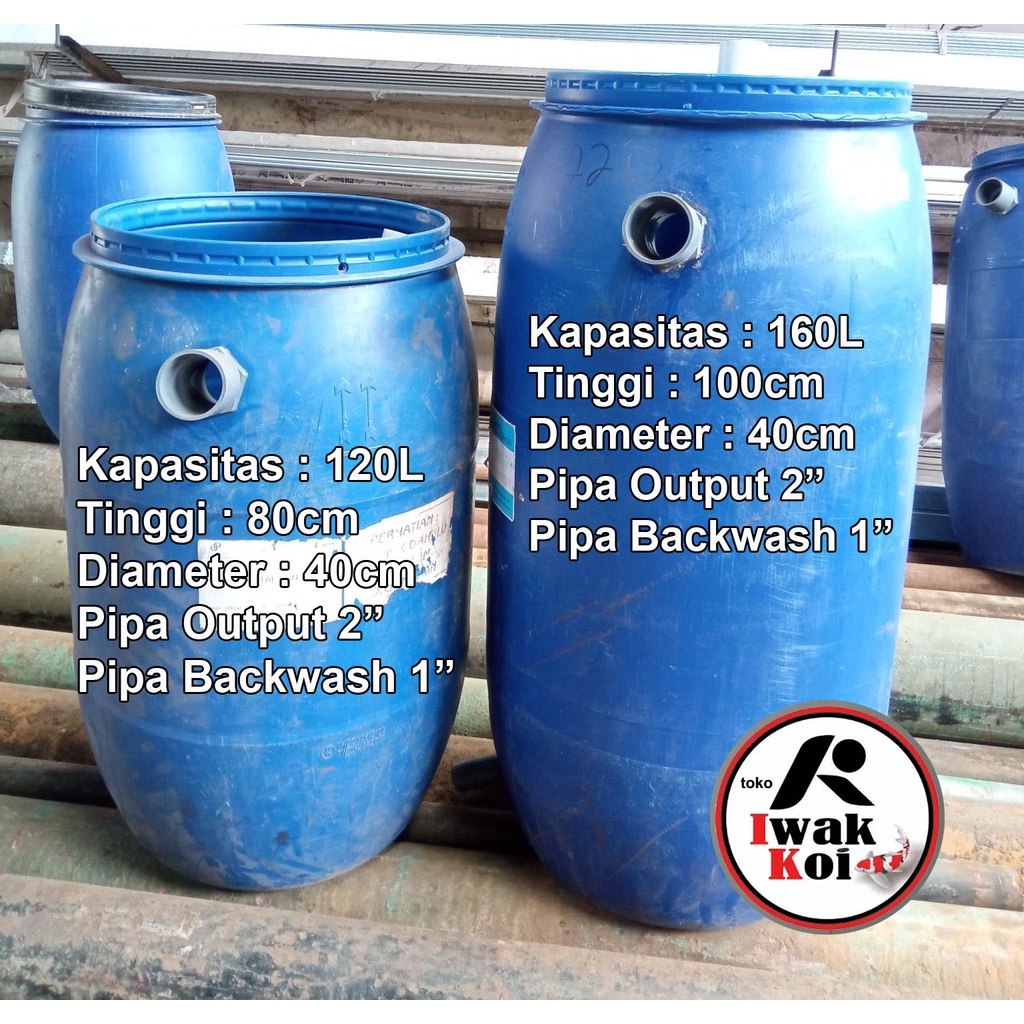 Jual Tong filter untuk Kolam Ikan Kapasitas 52L/72L/120L/160L/200L ...