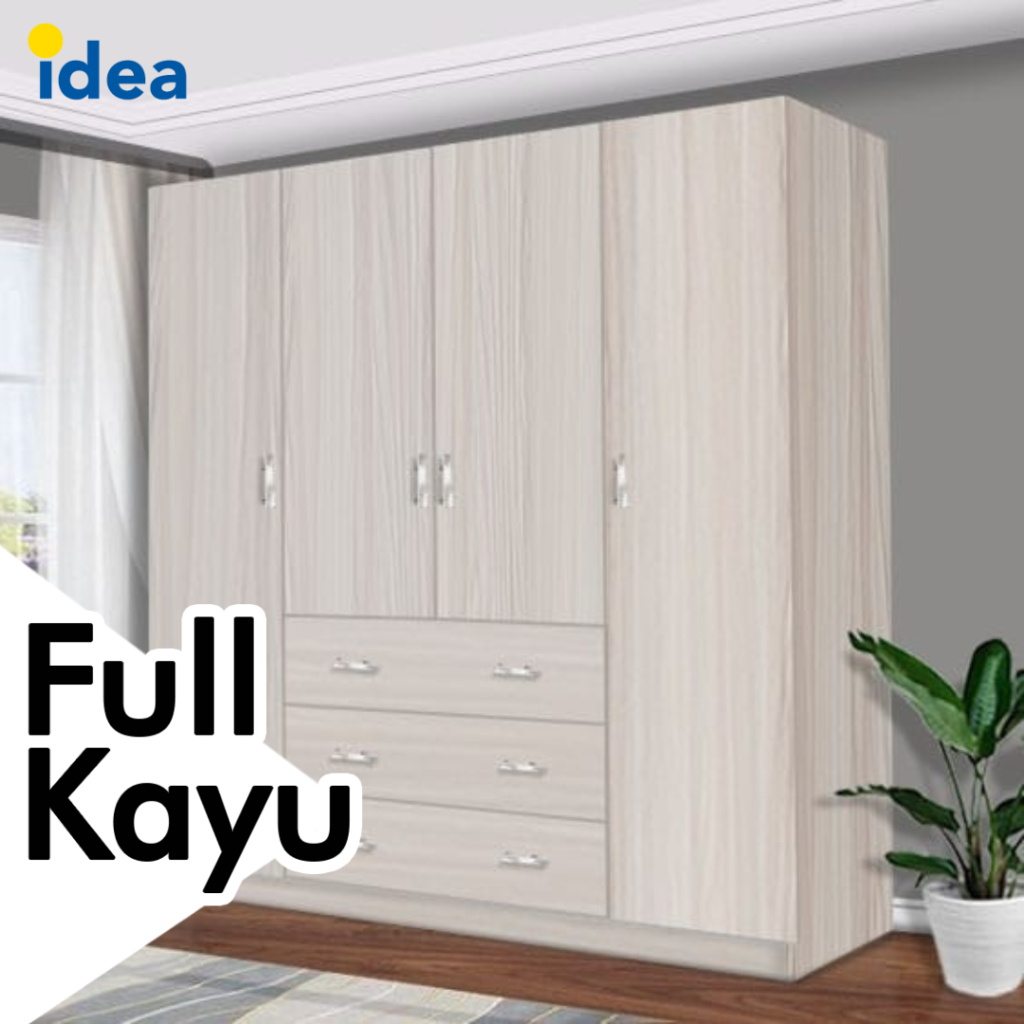 Jual IDEA Furniture IDAHO Lemari Pakaian Lemari Baju 4 Pintu Kayu Besar ...