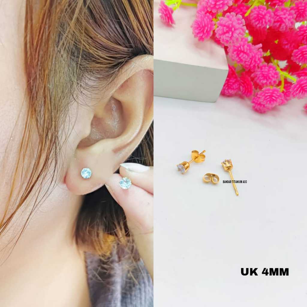 Jual ANTING TITANIUM MODEL NAGITA TUSUK PERMATA SATU ANTI LUNTUR & ANTI ...