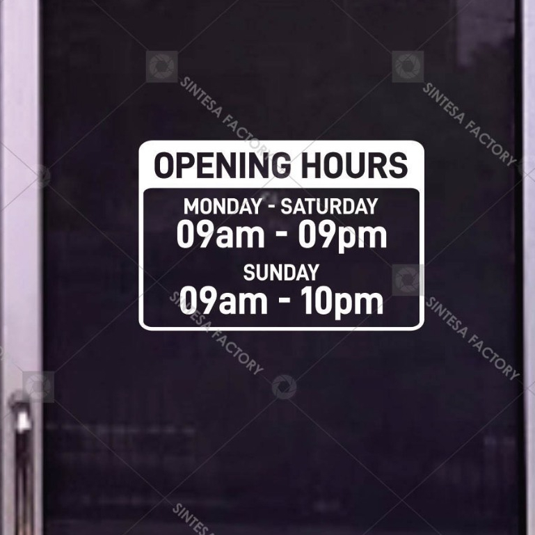 Jual Stiker Jam Operasional Toko Kafe Restaurant Office Dll Cutting ...