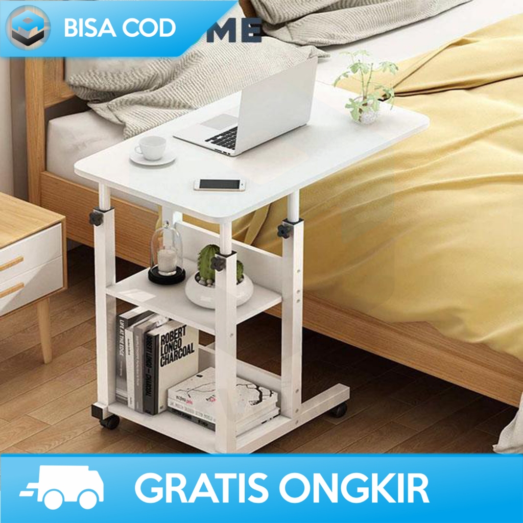 Jual MEJA RAK 2 TINGKAT KERJA LAPTOP ADJUSTABLE TAFF 4 RODA MOVEABLE ...