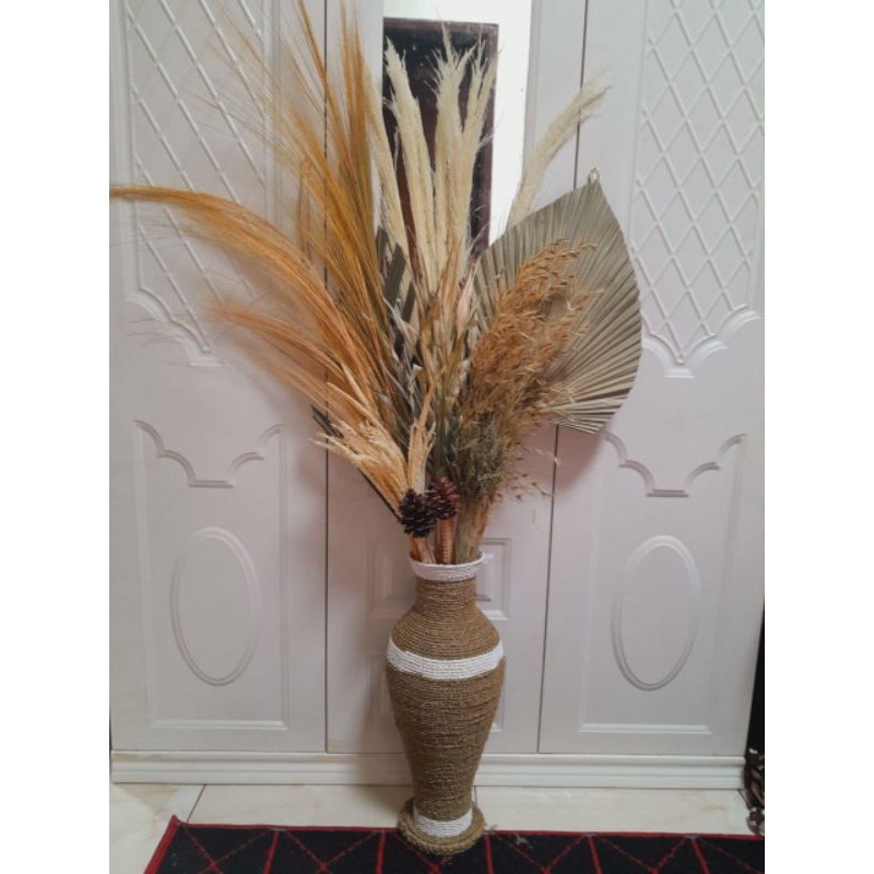 Jual paket lengkap premium+set bunga kering+ dan vas guci 50cm ...