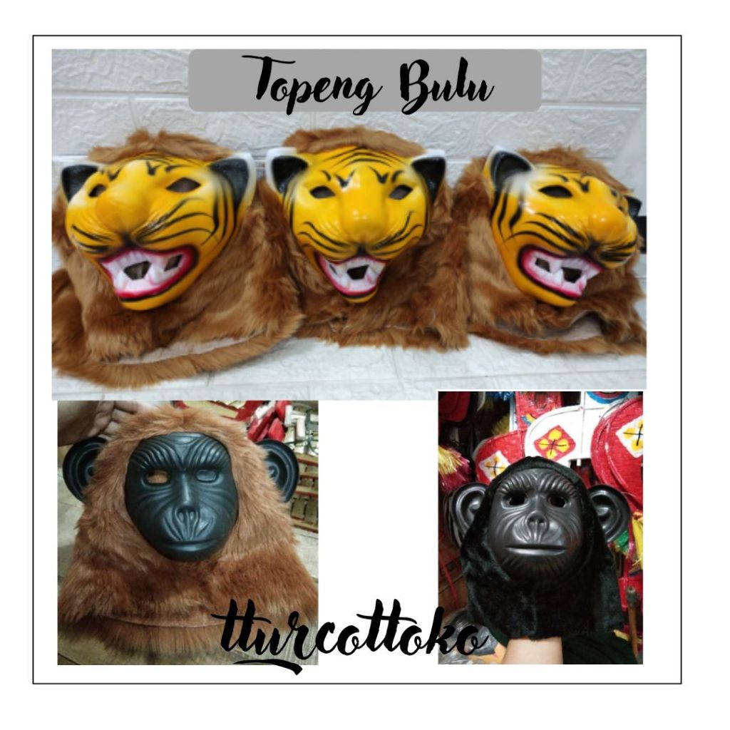 Jual topeng monyet bulu bulu harimau mainan anak / topeng karakter ...