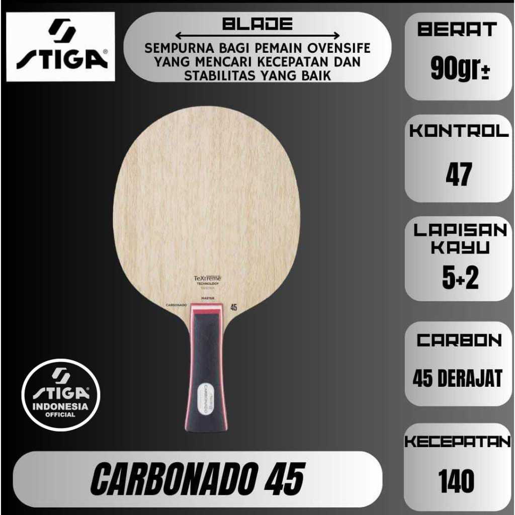 Jual STIGA Carbonado 45 | Kayu Blade Pingpong original Standar ITTF ...