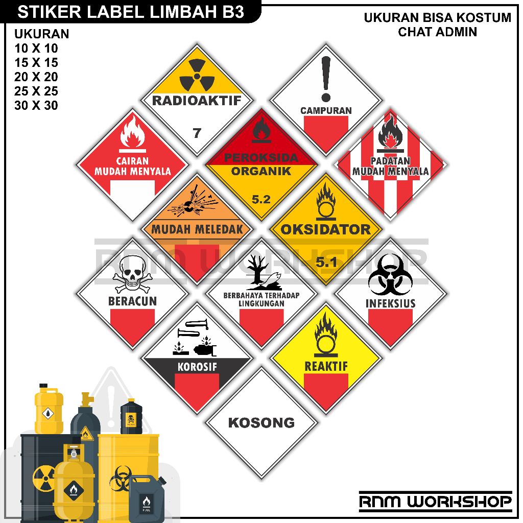 Jual Sticker Label Tanda Limbah B3 ukuran bisa kostum | Shopee Indonesia