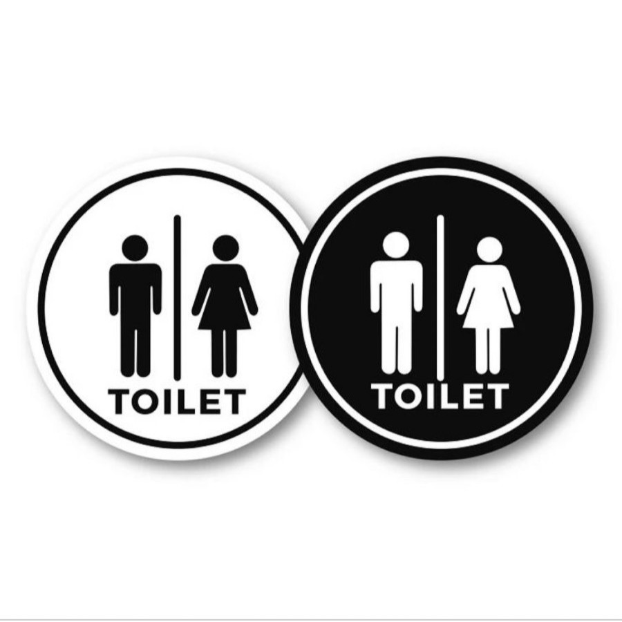 Jual STIKER VINYL BULAT TOILET HITAM PUTIH Uk.15x15 CM Sign Rambu K3 ...