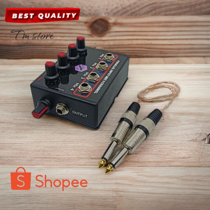 Jual Pre amp parallel input mic aktif 4 channel free kabel output ...