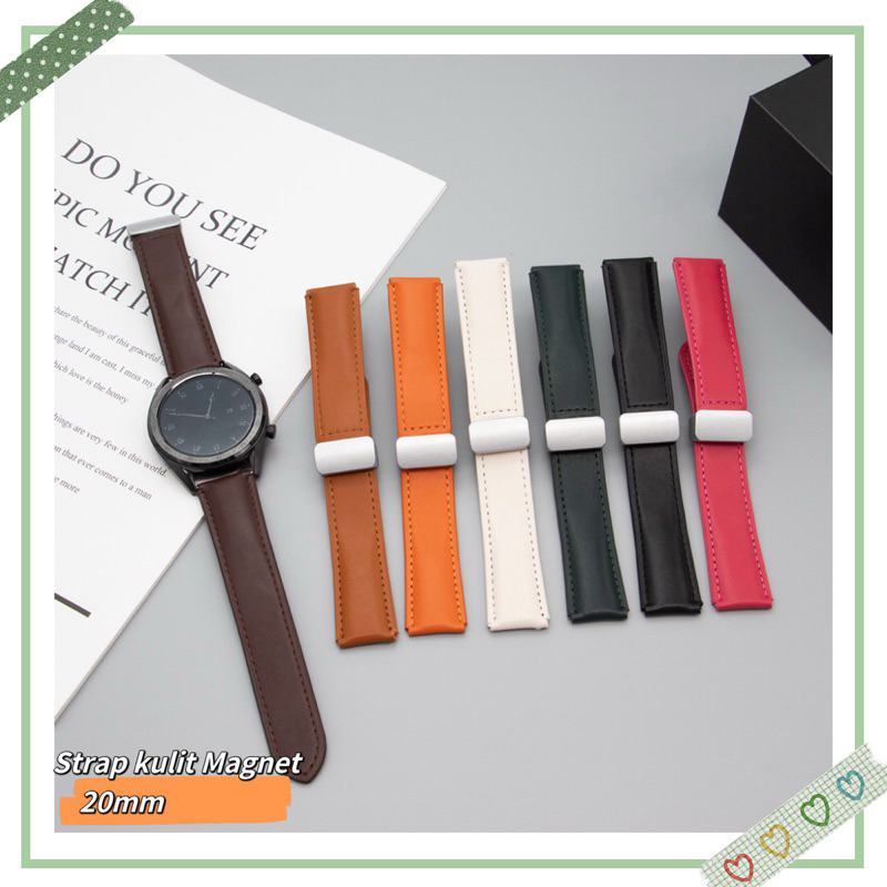 Jual STRAP TALI JAM TANGAN KULIT MAGNET UNIVERSAL 20 20MM LEATHER STRAP ...