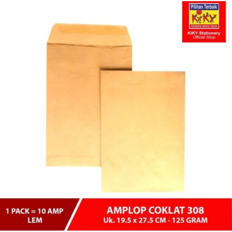 Jual Amplop Coklat Kwarto A5 308 Lem Kiky 125 gr (1 Pack) | Shopee ...