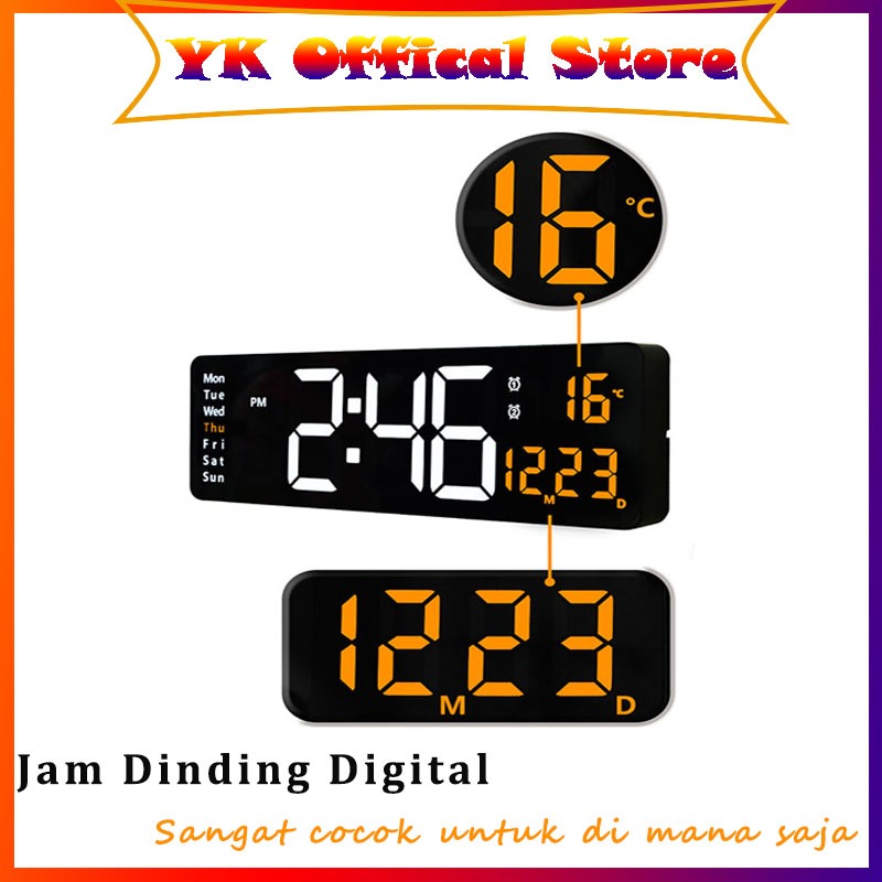 Jual Jam Dinding Digital LED Wireless Tampilan Tanggal + Suhu Dekorasi ...