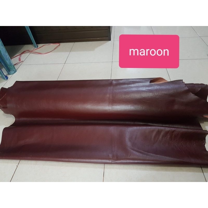 Jual Kulit Sapi asli lembaran jenis natural mill warna maroon | Shopee ...